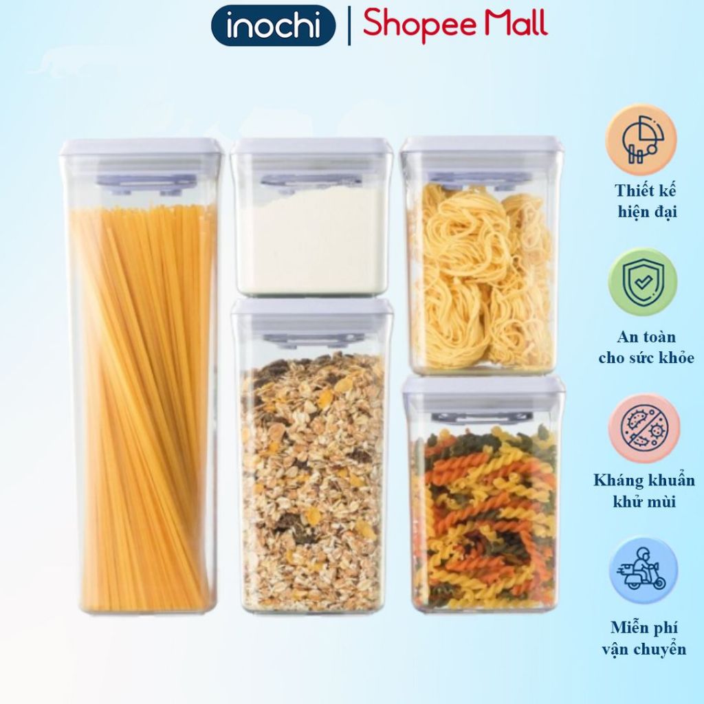 Set of 5 Inochi dry food containers, safe heat-resistant plastic, smart ...