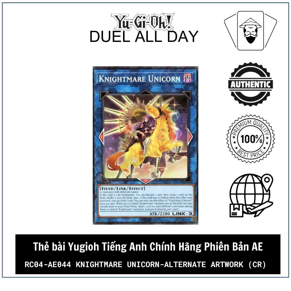 Genuine English Yugioh Card AE Version: RC04-AE044 Knightmare Unicorn ...