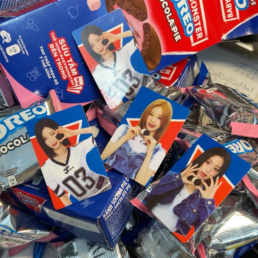 Compilation of genuine YG BABYMONSTER WE GO UP BAEMON POB cards ...