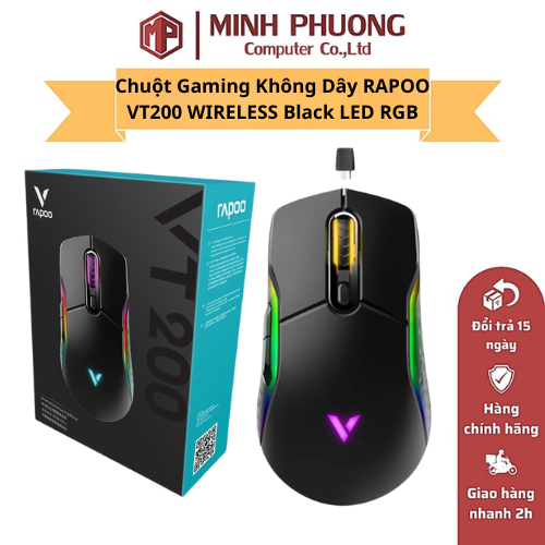 RAPOO VT200 WIRELESS Black LED RGB WIRELESS Gaming Mouse - Genuine ...