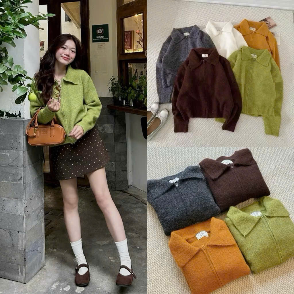 Long-sleeved Sweater, Rabbit Fur Sweater with Turn-down Collar Loose ...