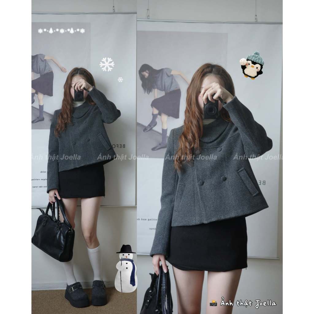 Joella: Harlow Wool Peacoat - Korean style round neck tieJacket winter ...