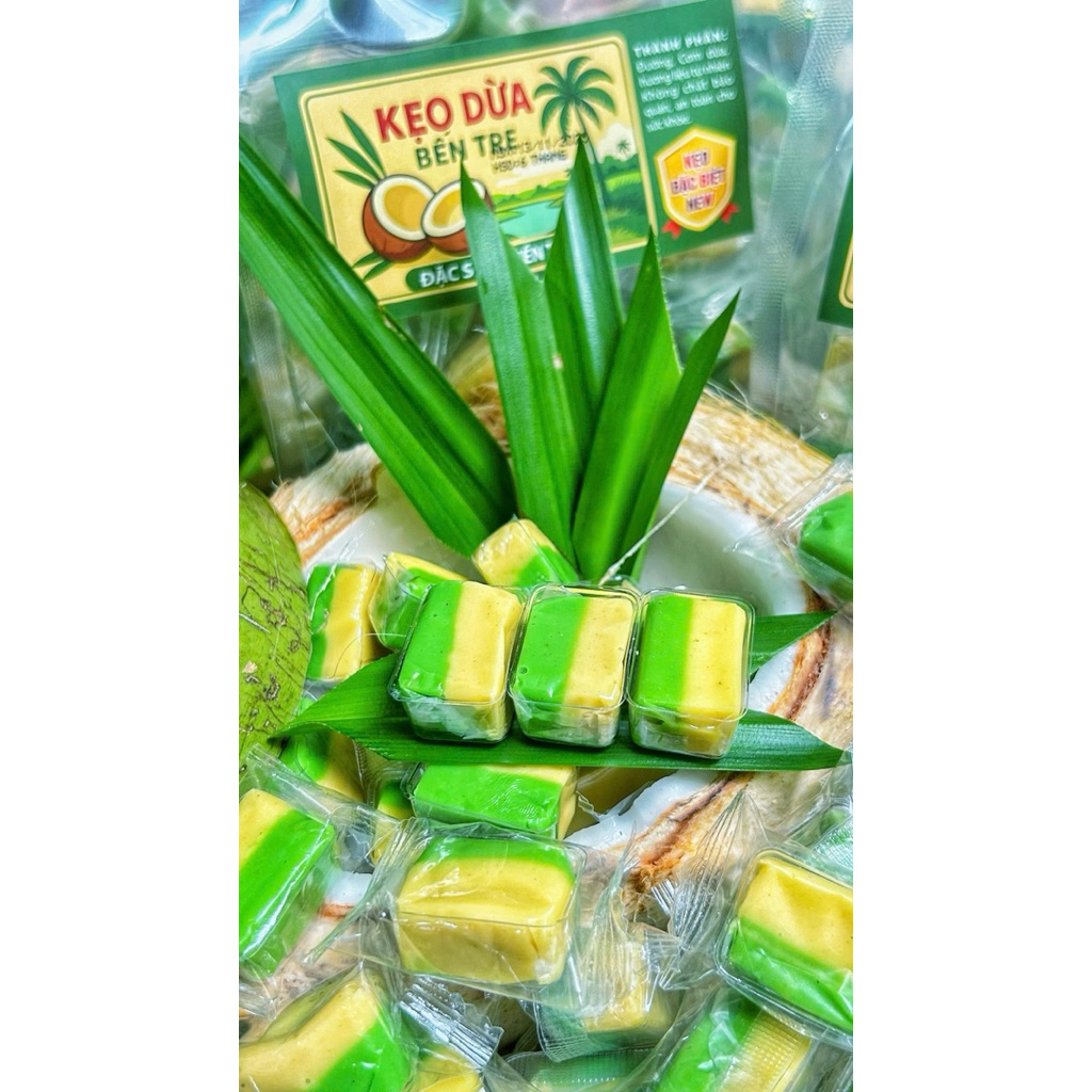 500g bag of Ben Tre durian pandan leaf wax coconut candy | Shopee ...