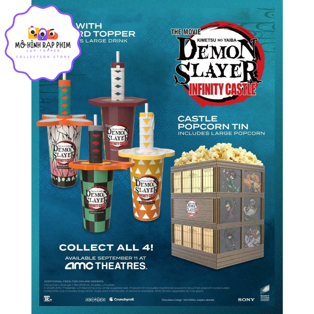 DEMON SLAYER: INFINITY CASTLE GENUINE AMC WATER CUP AND POPULAR BOX SET ...