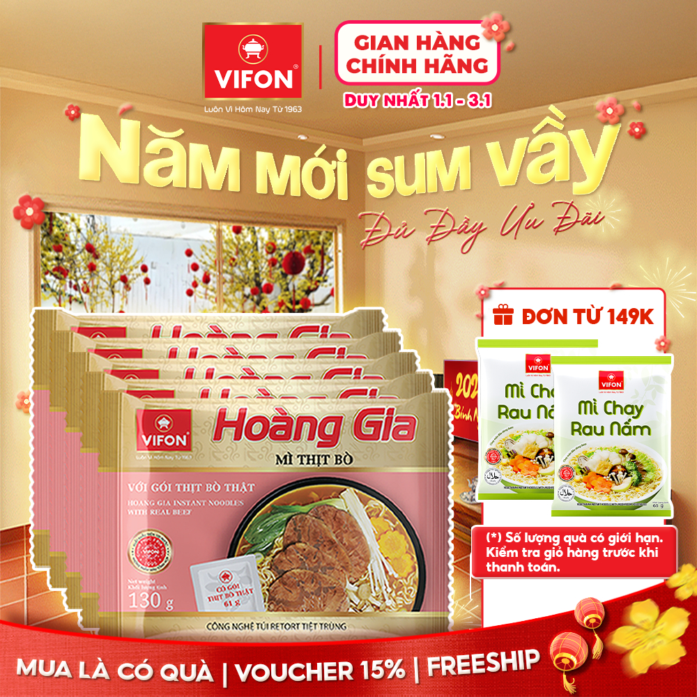 Set of 5 packs of VIFON Royal Noodles with Minced Meat/Crab Hot Pot ...