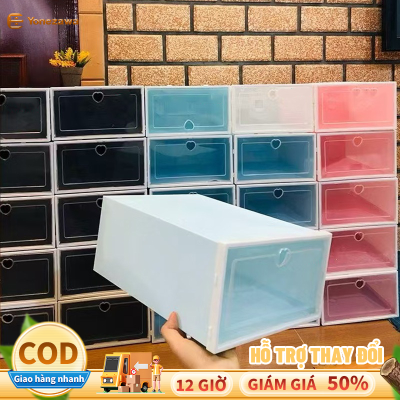 YUNDUN Plastic Shoe Box with Dustproof Lid Large Size Shoe Shelf with ...