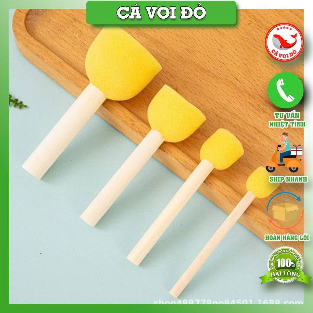 Set of 4 color dipping brushes for babies, foam brushes of different ...