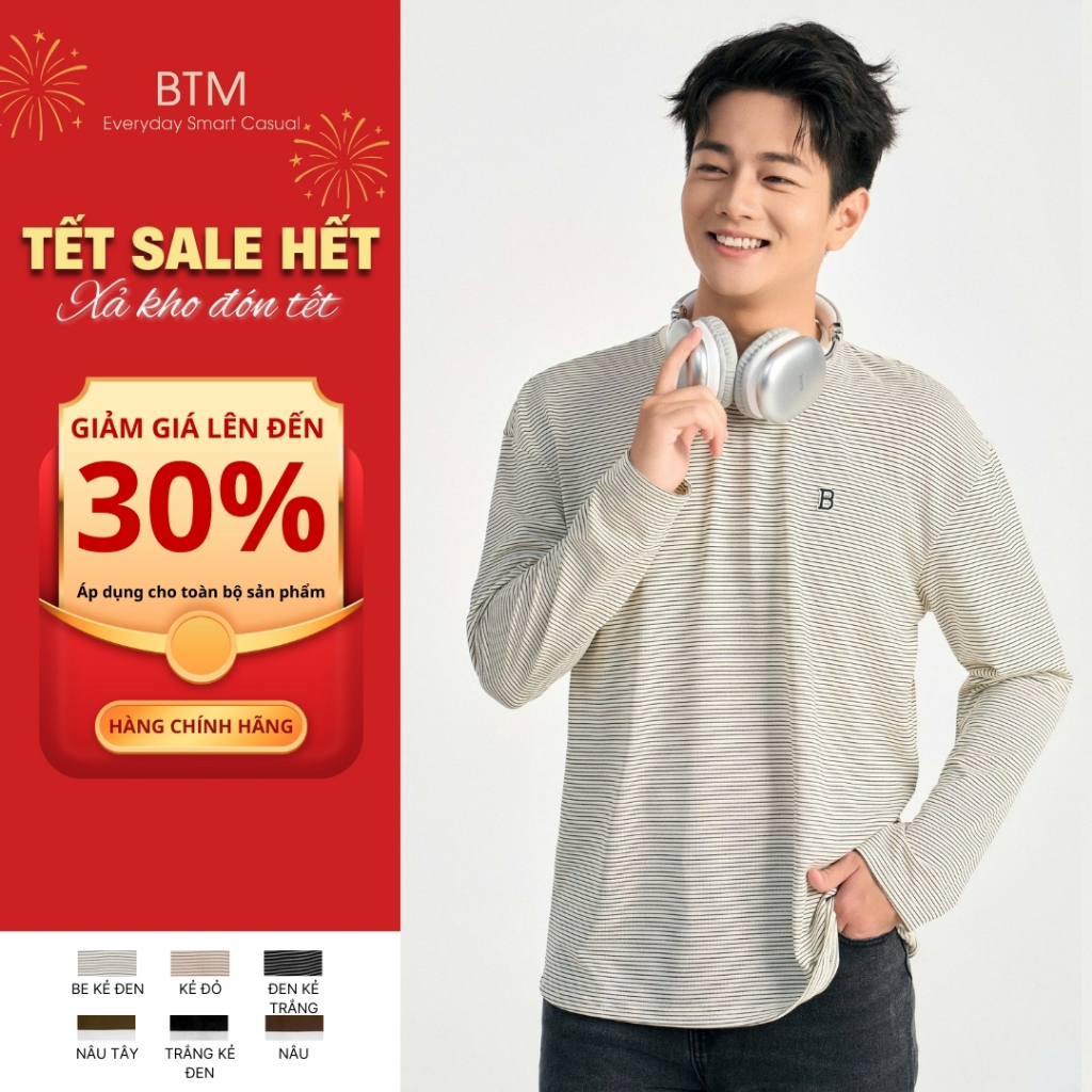 BTM Men's Long Sleeve T-shirt Logo Horizontal Pattern - Regular Fit 2 ...