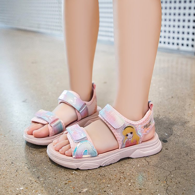 Girls sandals with princess print - School sandals for girls - New ...