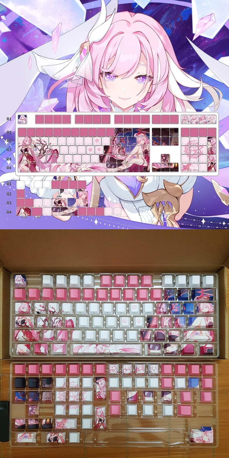 Yae Miko PBT Keycap thick 136 keys bilingual English and Japanese ...