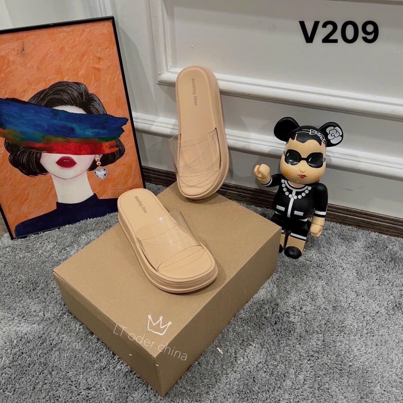 Horizontal-strap slippers 1 version V209 high-soled wide-strap slippers ...