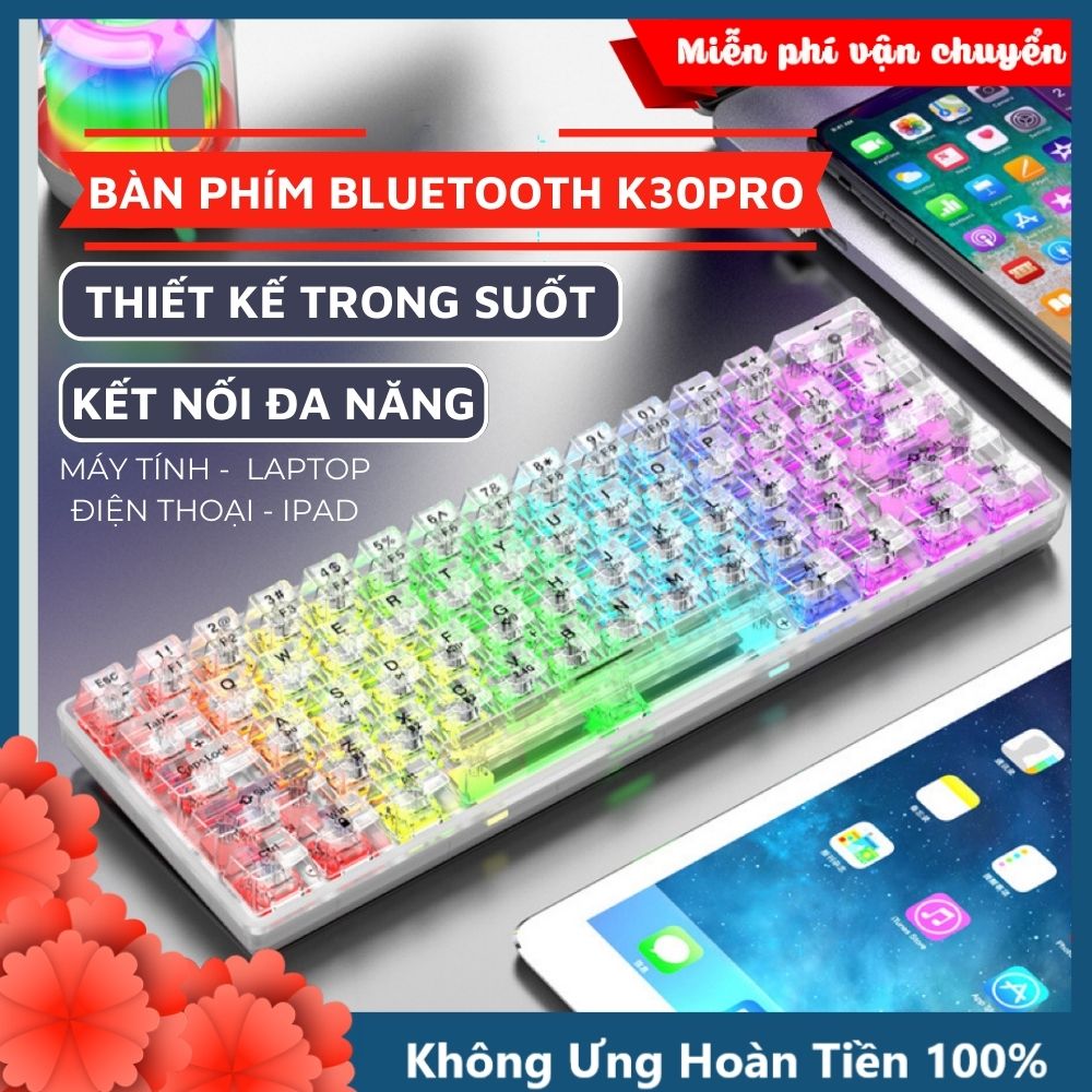 Xunfox K30 Pro Transparent Wireless Bluetooth Mechanical Gaming ...