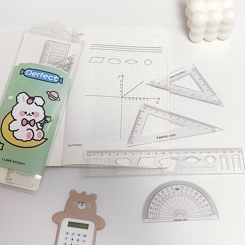 Eke ruler set Measuring degrees 4 Piece Pison with cute patterns set of ...