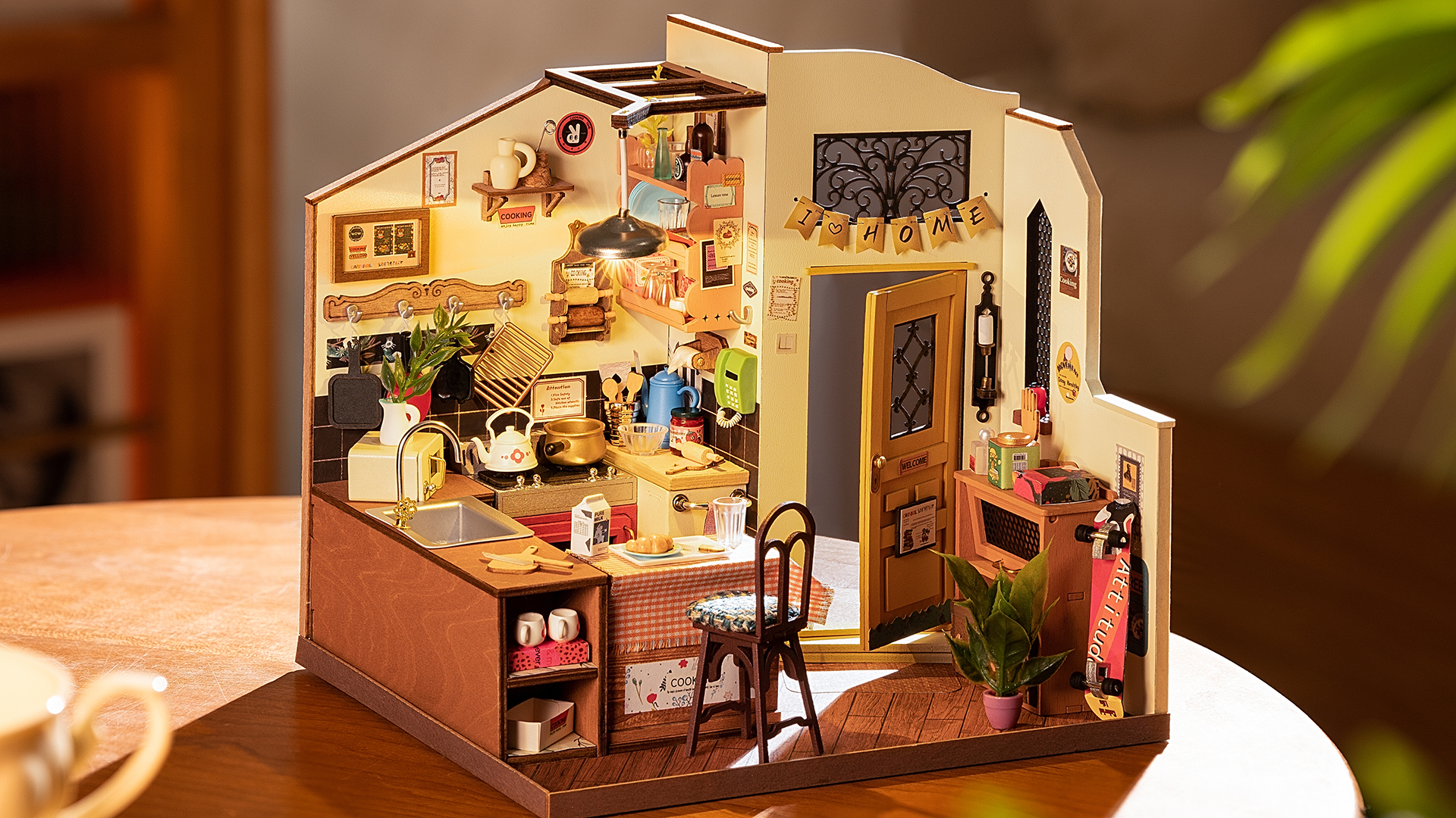 Robotime Rolife Dollhouse Cozy Kitchen DIY Miniature House Kit DG159 ...