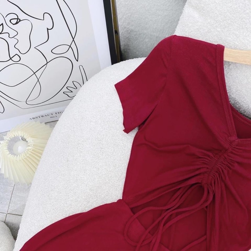 [D02]body Dress with drawstring at the back and stylized slit on one ...