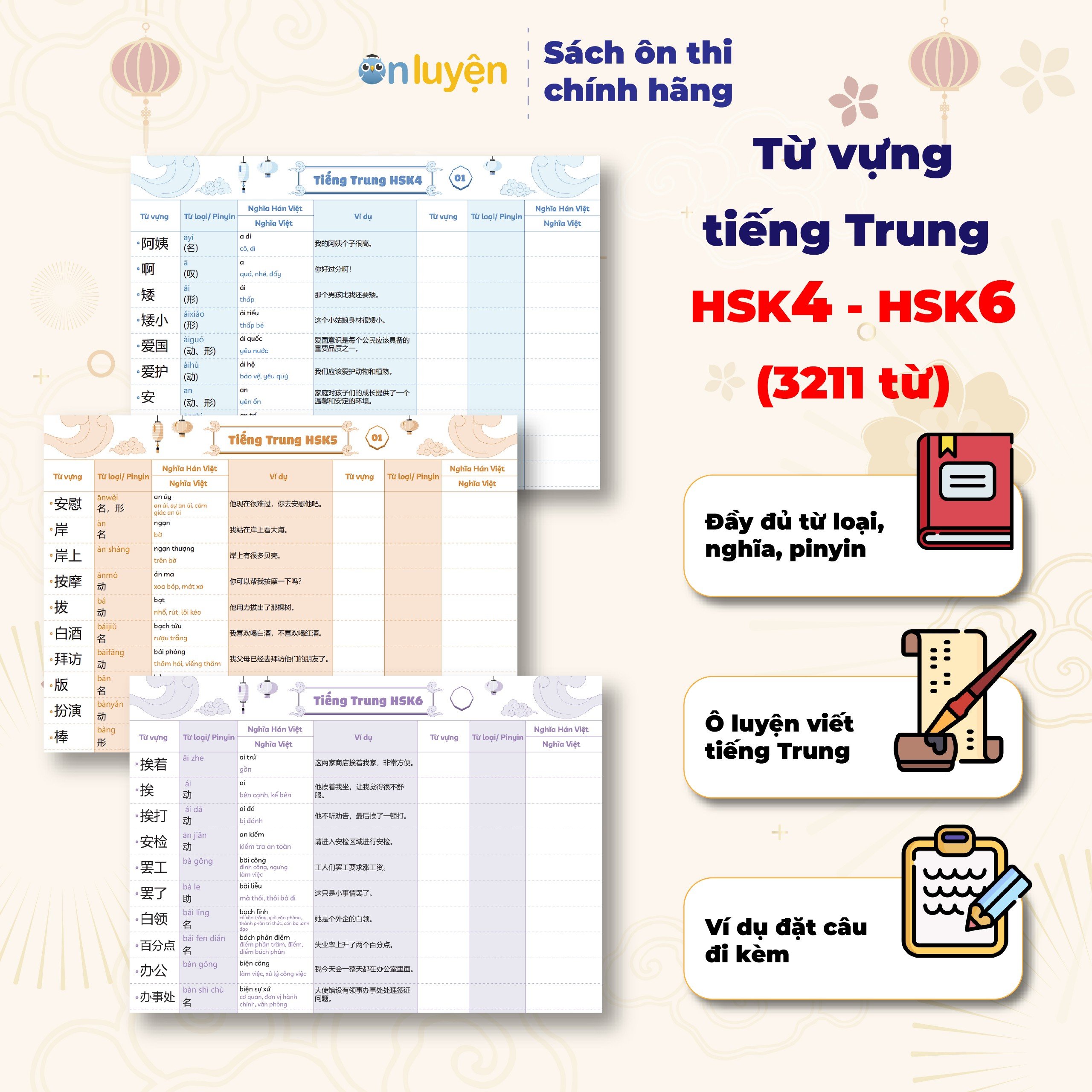 Combo HSK1- HSK6 Takenote Chinese vocabulary with all types of words ...