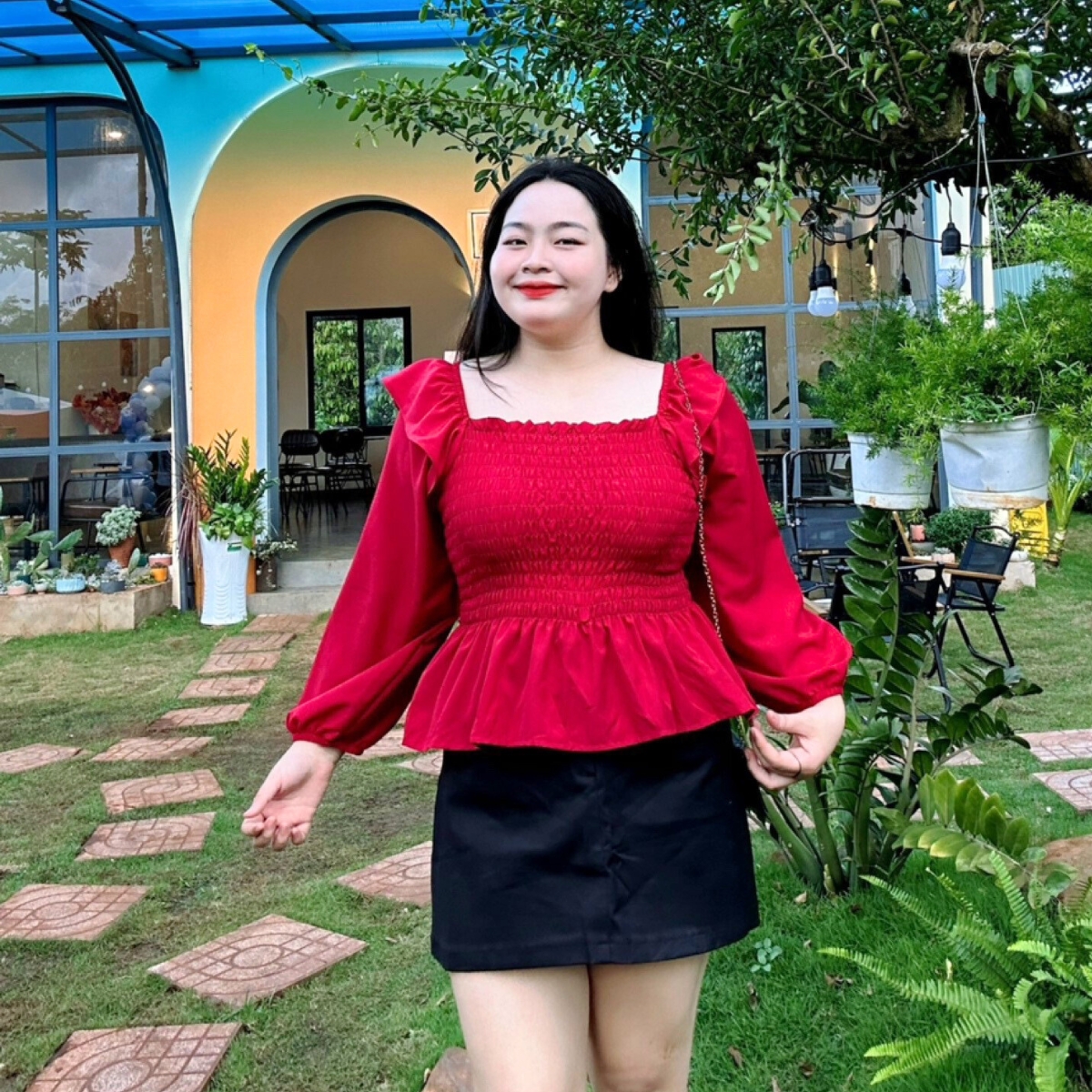 Women's big size T-shirt 58-95kg with long puffed sleeves, stylized ...