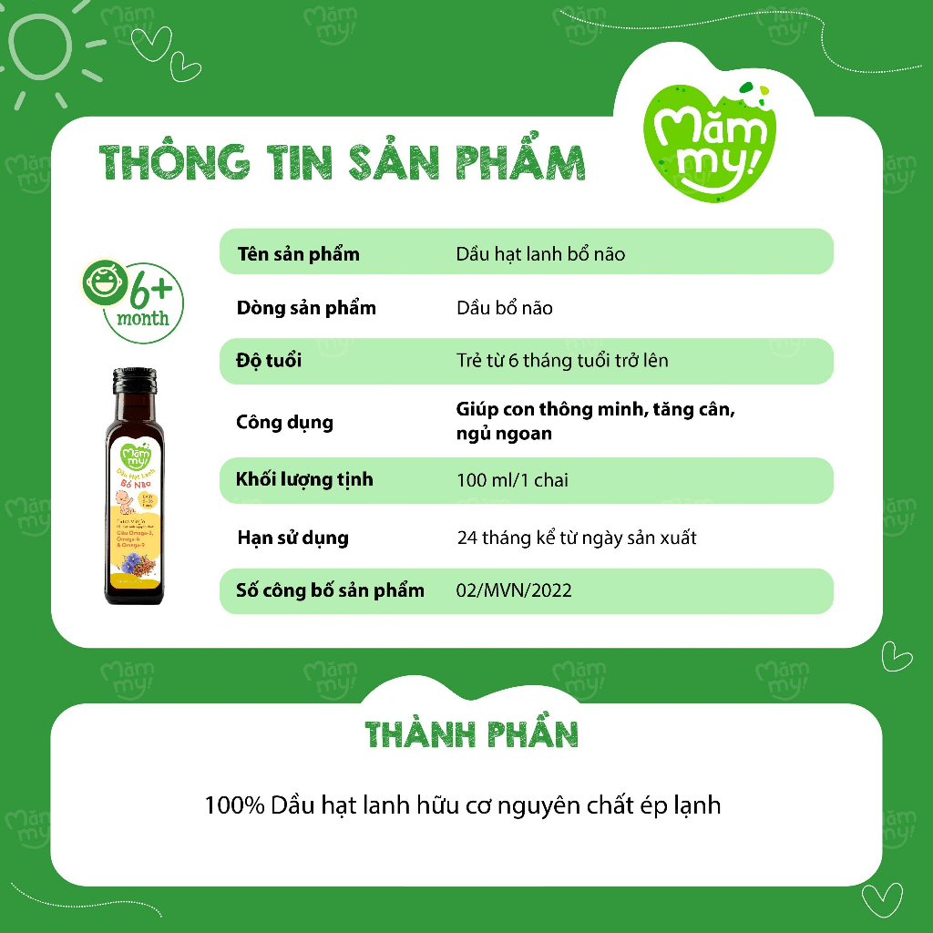 Mammy Baby Cooking Oil 100ml Bottle Salmon Olive Flaxseed Baby Cooking ...