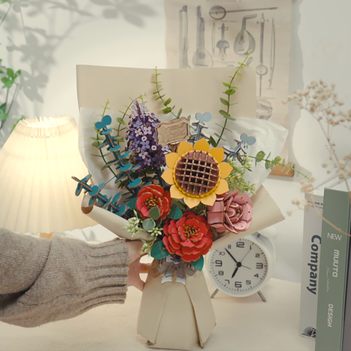 Robotime DIY wooden Flower model ROKR Rowood DIY Wooden Flower Bouquet ...