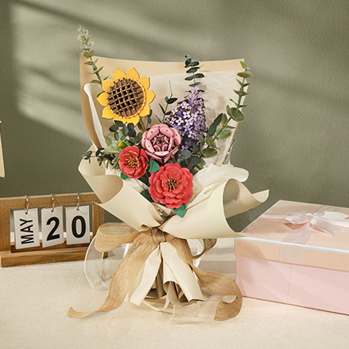 Robotime DIY wooden Flower model ROKR Rowood DIY Wooden Flower Bouquet ...