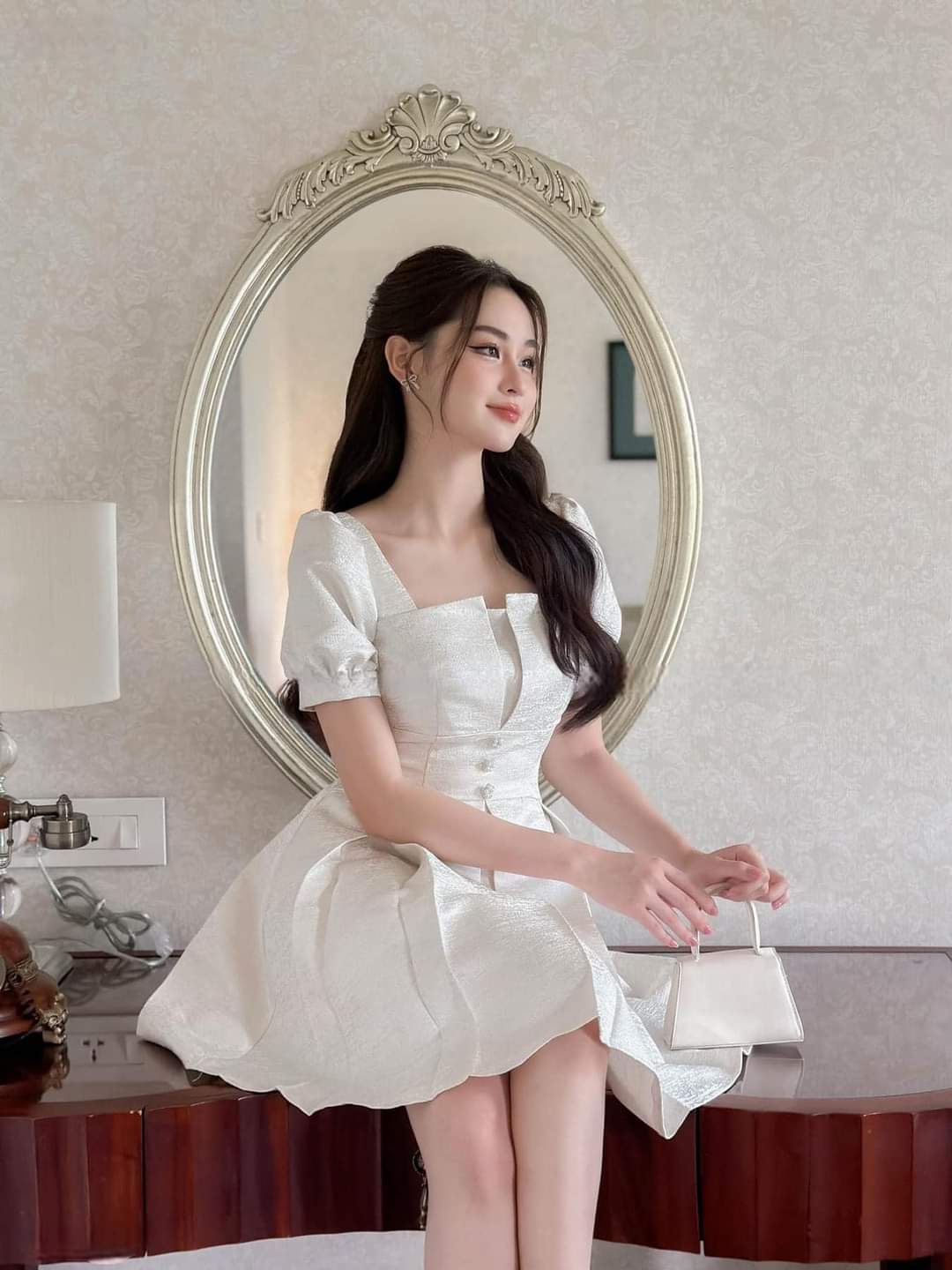 Elegant metallic flared party Dress with buttons Chili Dress | Shopee ...