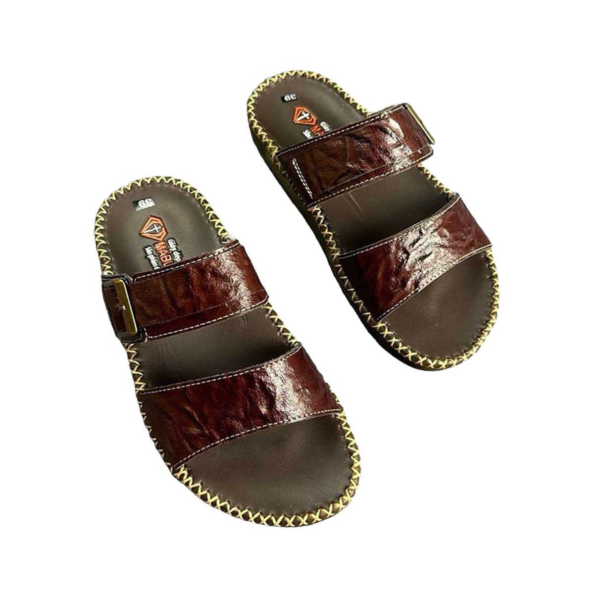 Beautiful men's leather sandals with 3cm high sole, MABLACKA brand ...