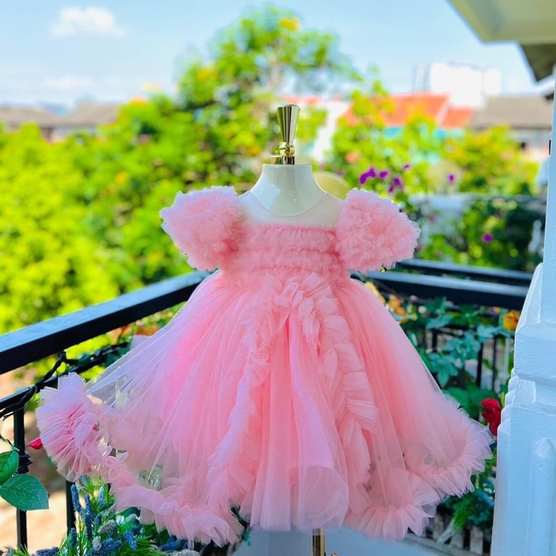 Baby girl princess dress, elegant ruffled princess dress for baby with ...