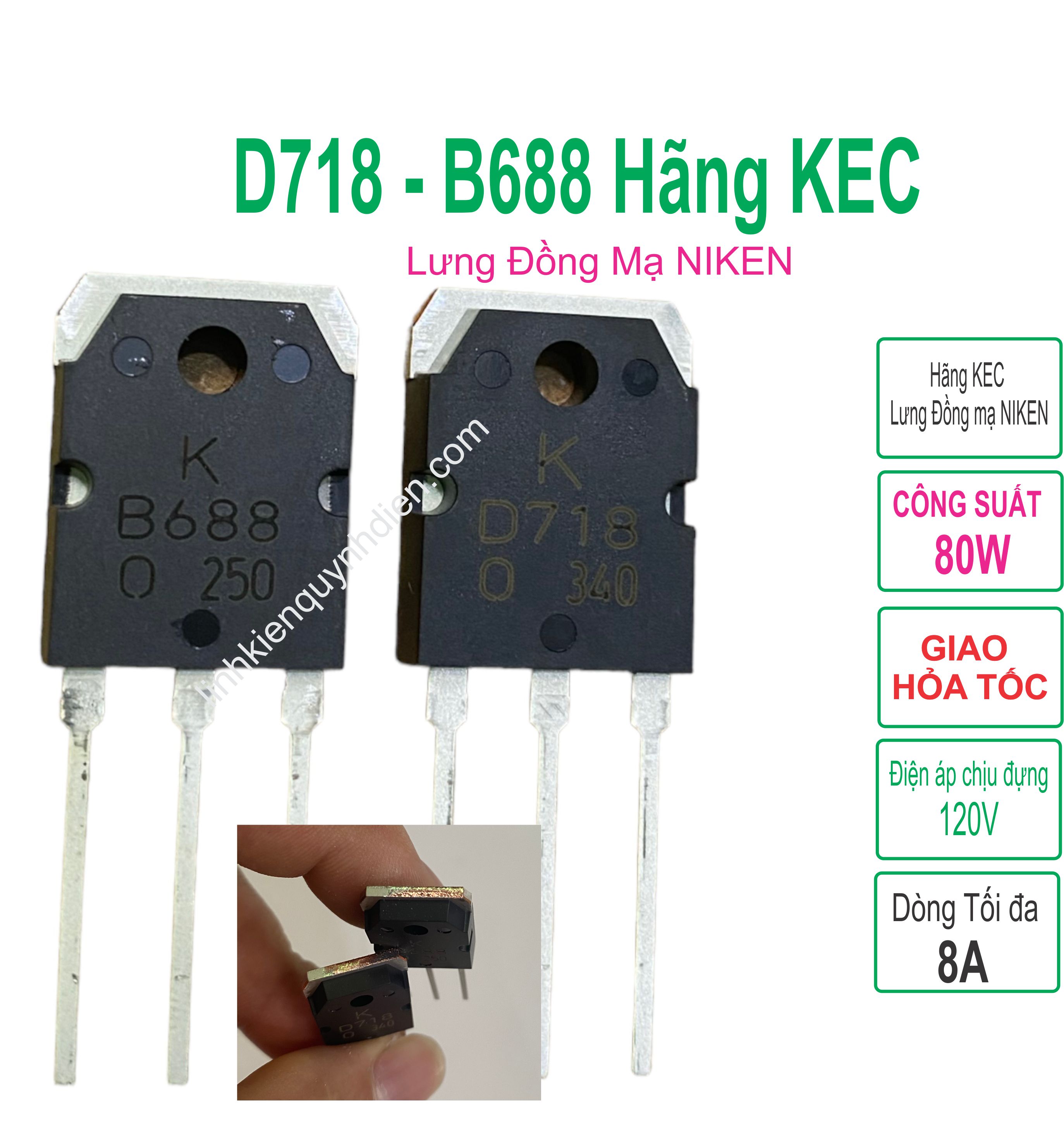 D718 - B688 transistor KEC Combo of 50 NIKEN-plated copper backs - new product - Quynh DIEN ...