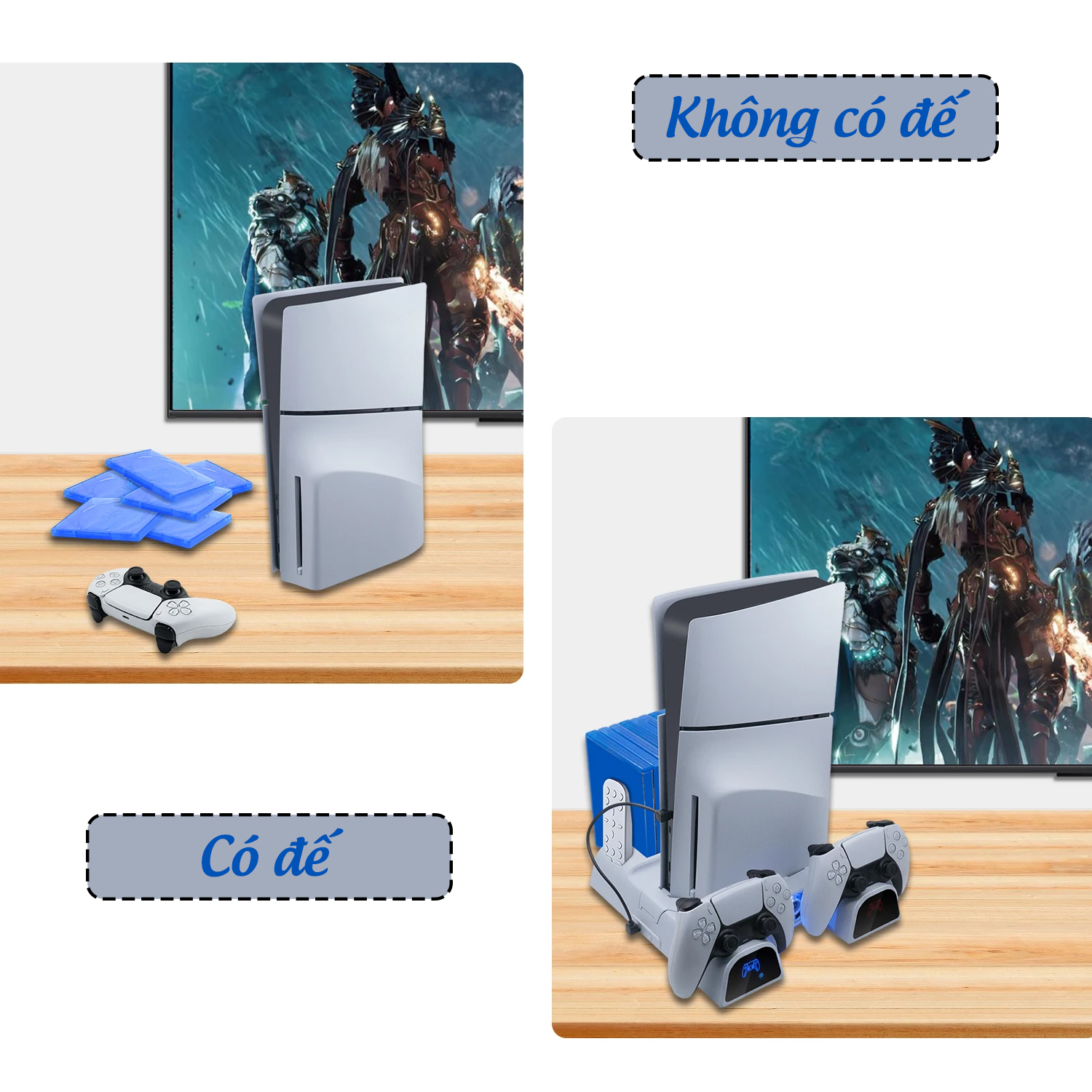 Ps5 stand with controller charging dock, disc tray, PS5 heatsink ...