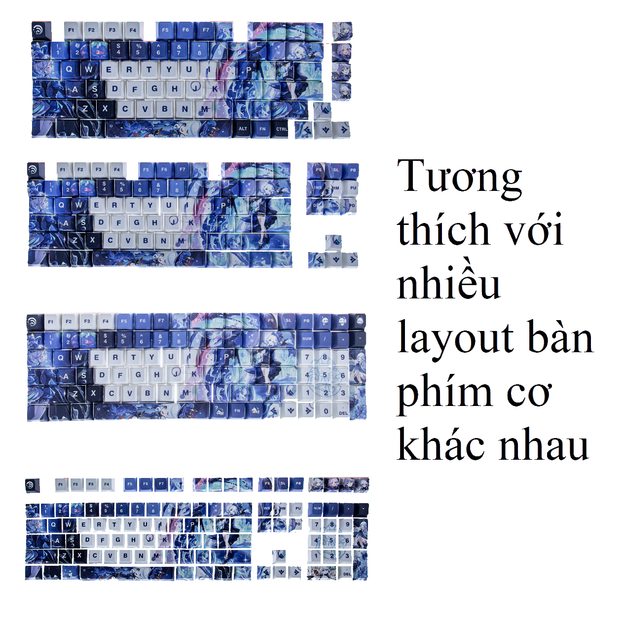 Genshin Impact Furina Focalors thick PBT Keycap through led in dyesub 5 ...