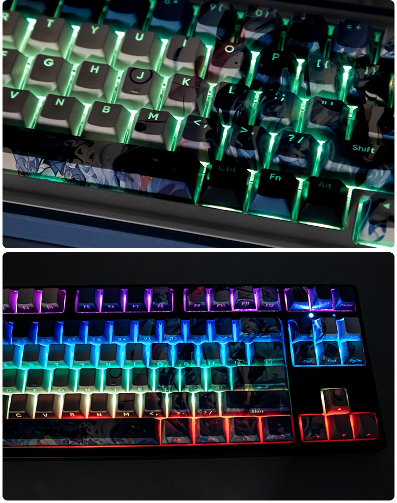 Genshin Impact Furina Focalors thick PBT Keycap through led in dyesub 5 ...