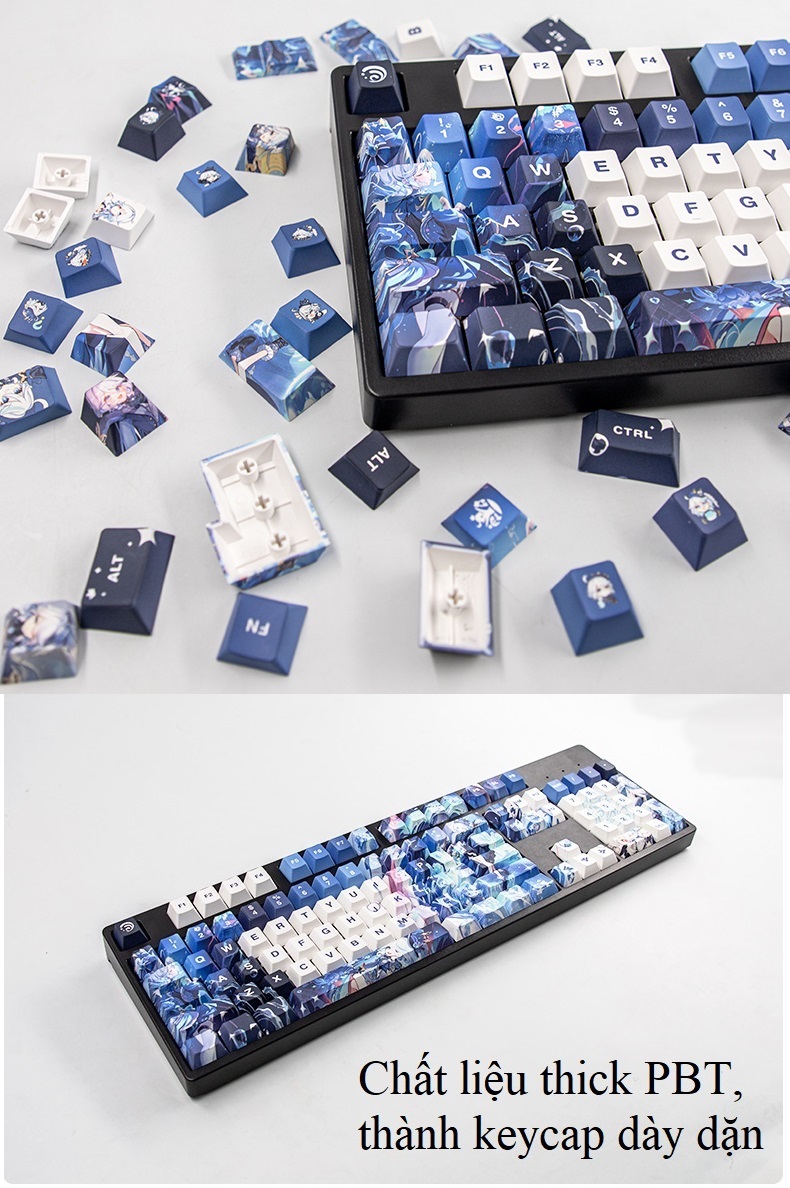 Genshin Impact Furina Focalors thick PBT Keycap through led in dyesub 5 ...