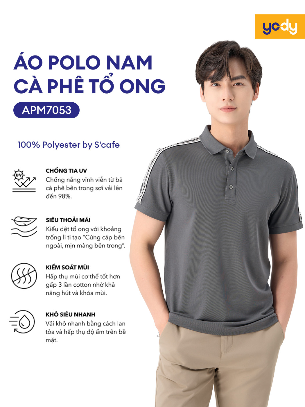 Yody men's polo shirt, men's collared t-shirt for work, going out ...