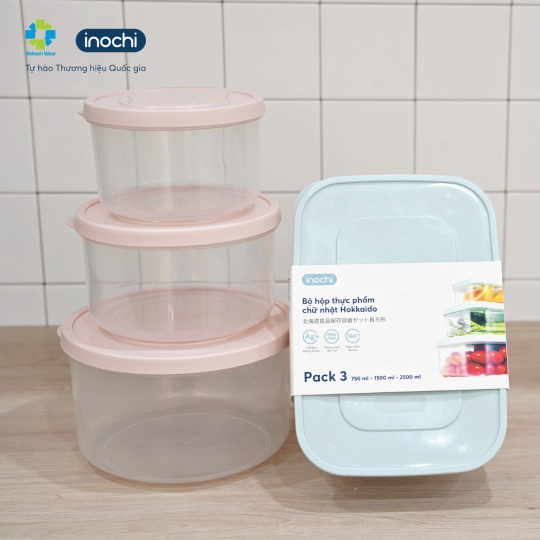 Set of 3 rectangular food boxes Inochi - Hokkaido (Set 750/1500/2500ml ...