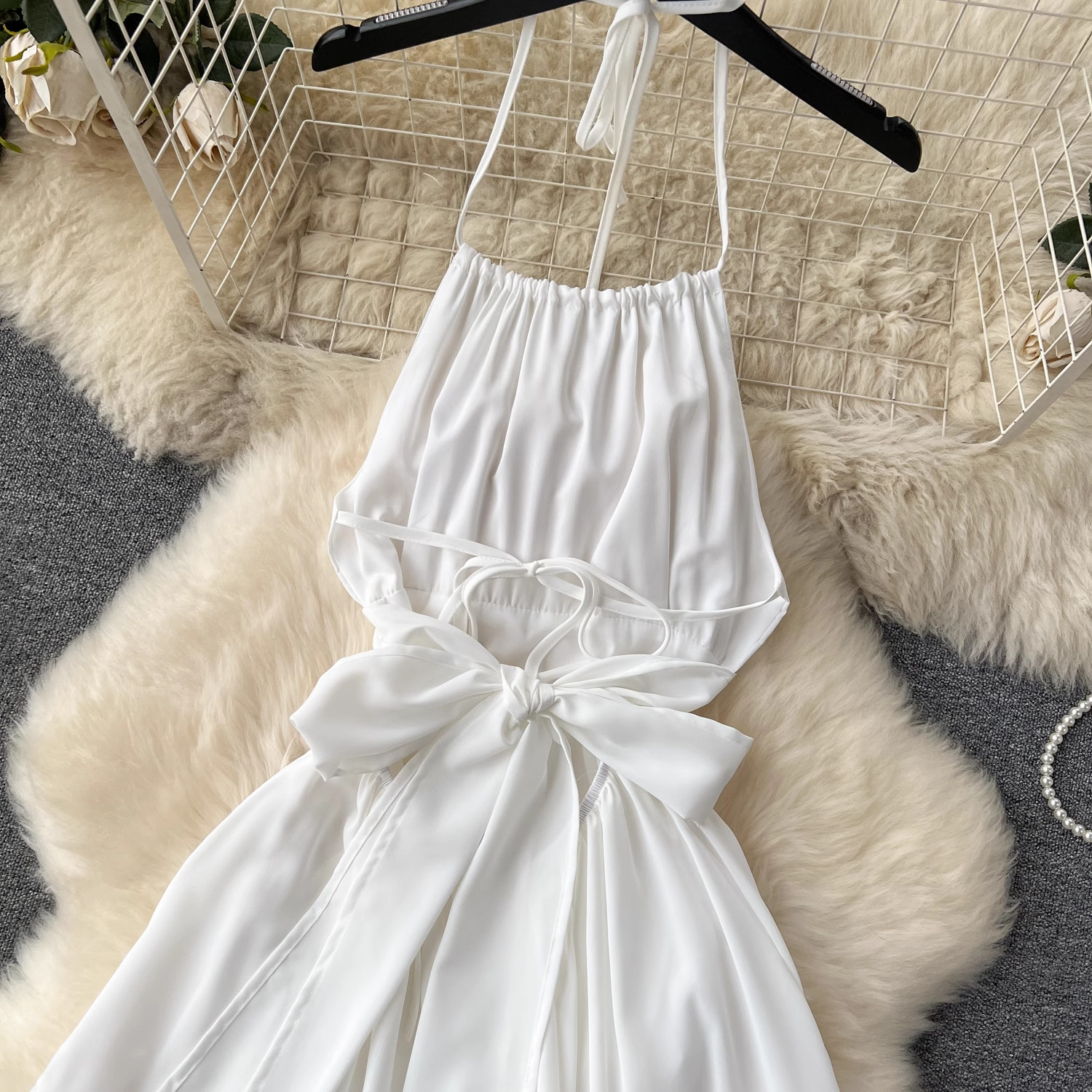 Beach dress - Backless maxi dress Made of genuine QC silk, sewn with 2 ...