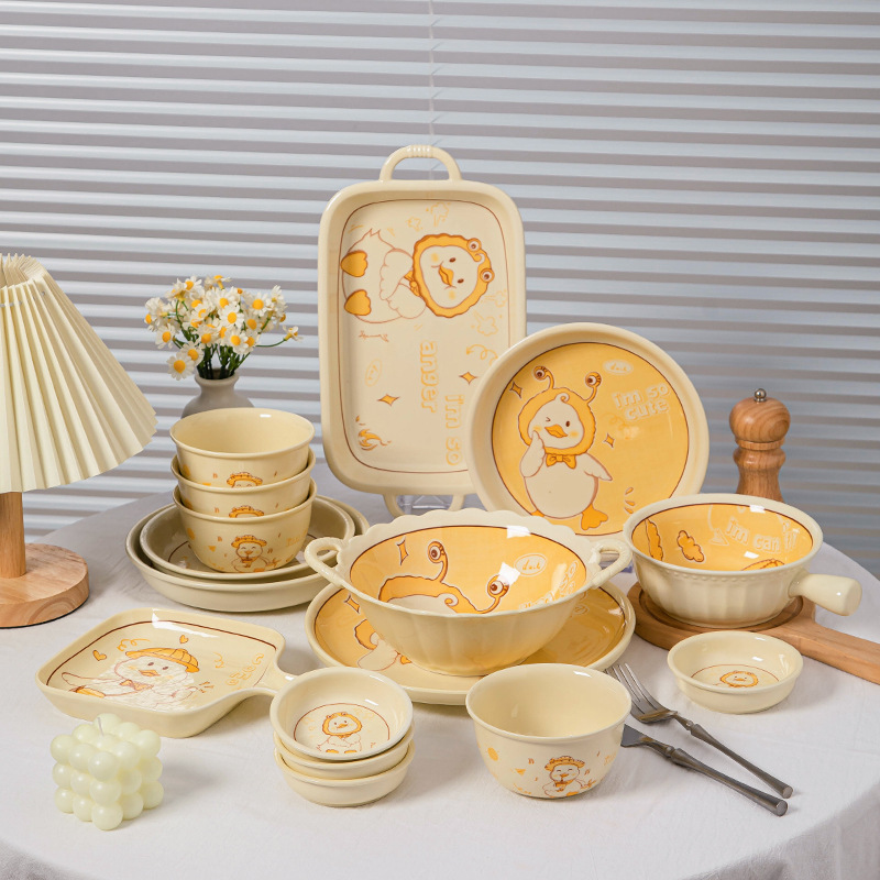 Retail Gosu Brand Cute Chicken Dinnerware Set Smooth Shiny Enamel ...