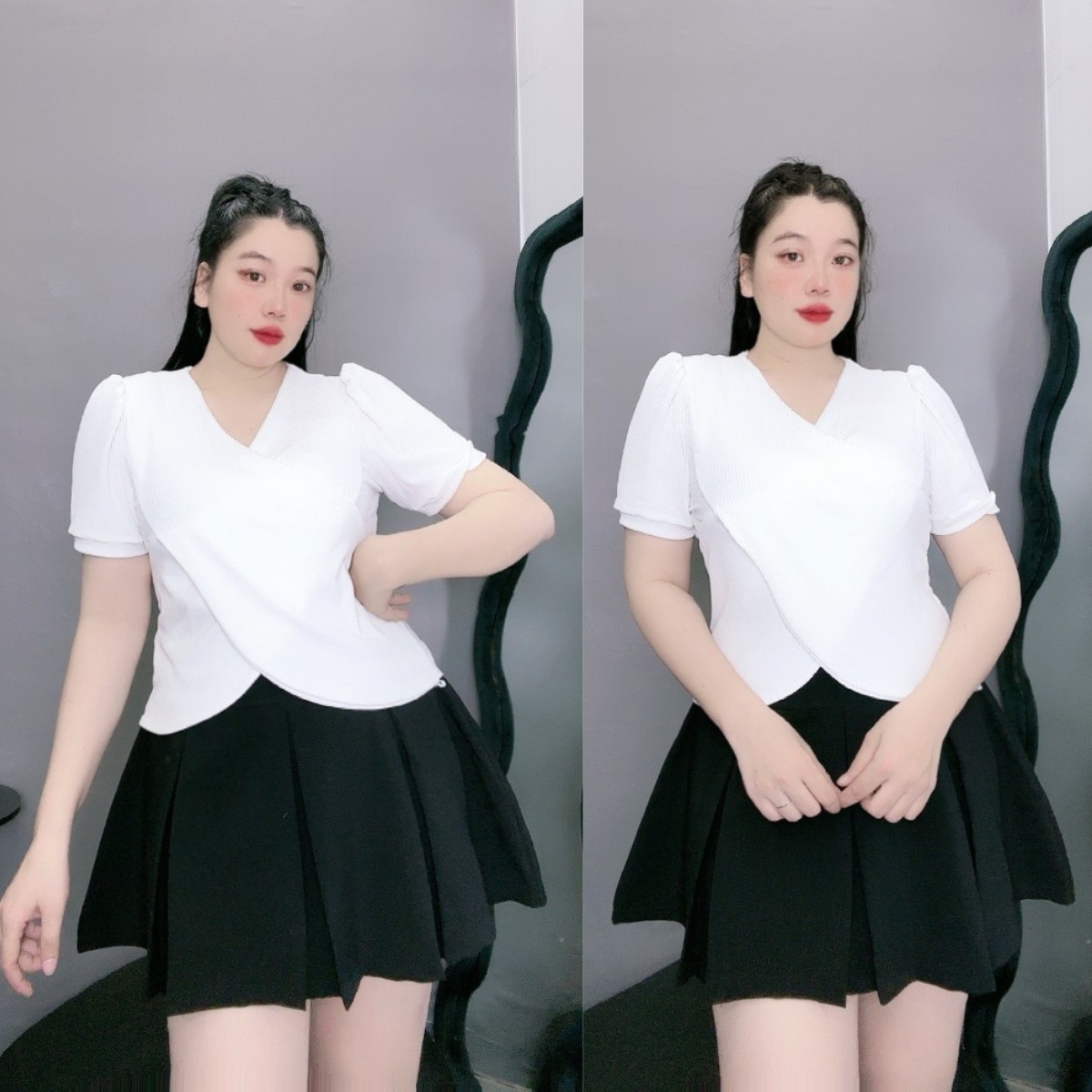 Bigsize Short Sleeve V-Neck T-Shirt With Cross-Style Design Easy To Wear 60-95kg G36 | Shopee ...