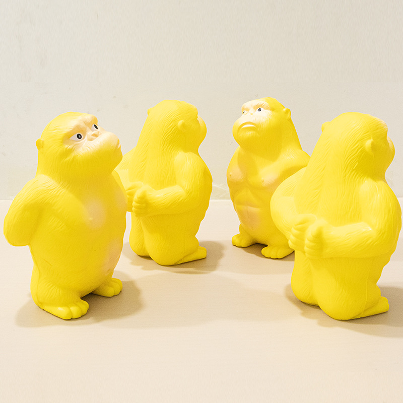 Golden monkey toy with elastic face, golden monkey with face, stress ...