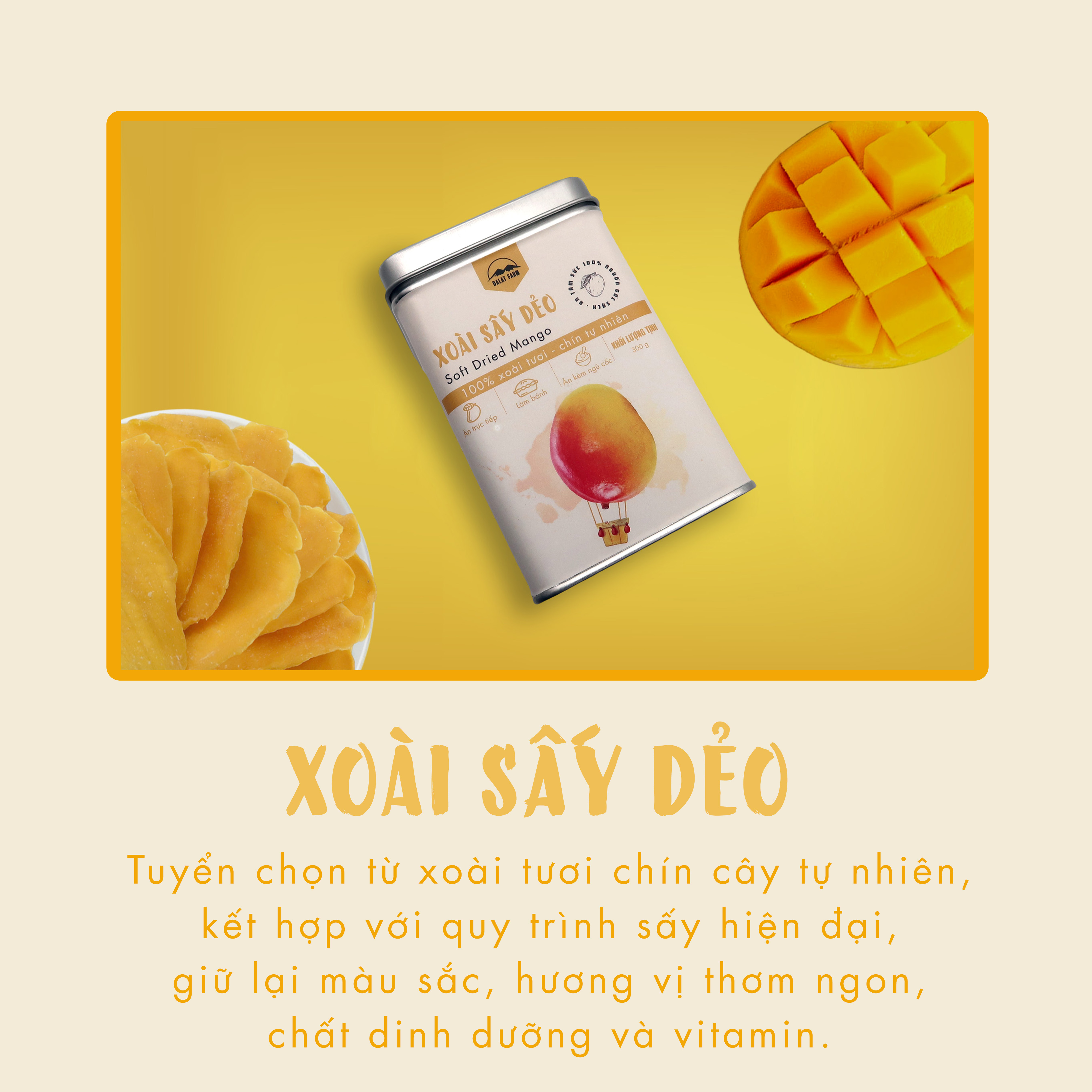 Dalatfarm Dried Mango - Tin Box 300g | Shopee Philippines