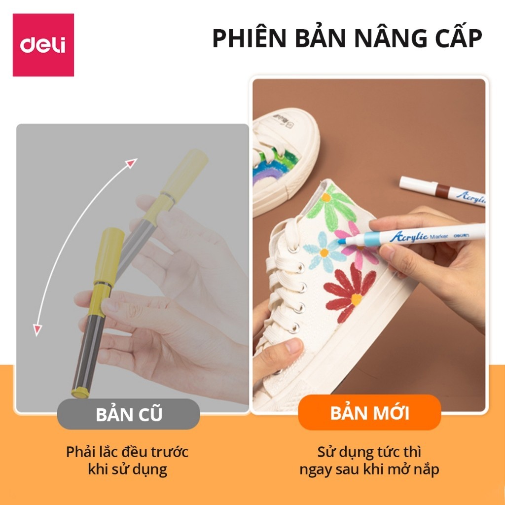 [FAST] Deli Acrylic Marker Paint Pen 80% MORE INK-12/24/36/48/64/80 ...
