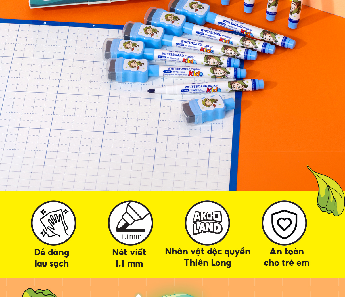 Box of 12 Whiteboard Markers - Whiteboard Marker for Kids Thien Long TP ...