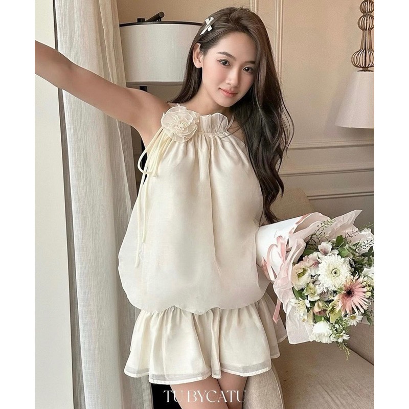 Set of Foam Silk Camisole with Flowers 2 Layers and 4 Colors Included ...