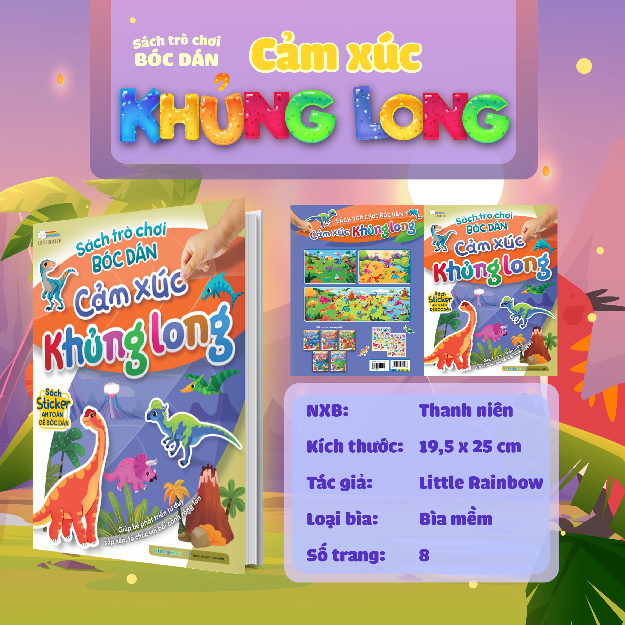 Peel-and-stick game book - Dinosaur Emotions (2 pages of stickers ...