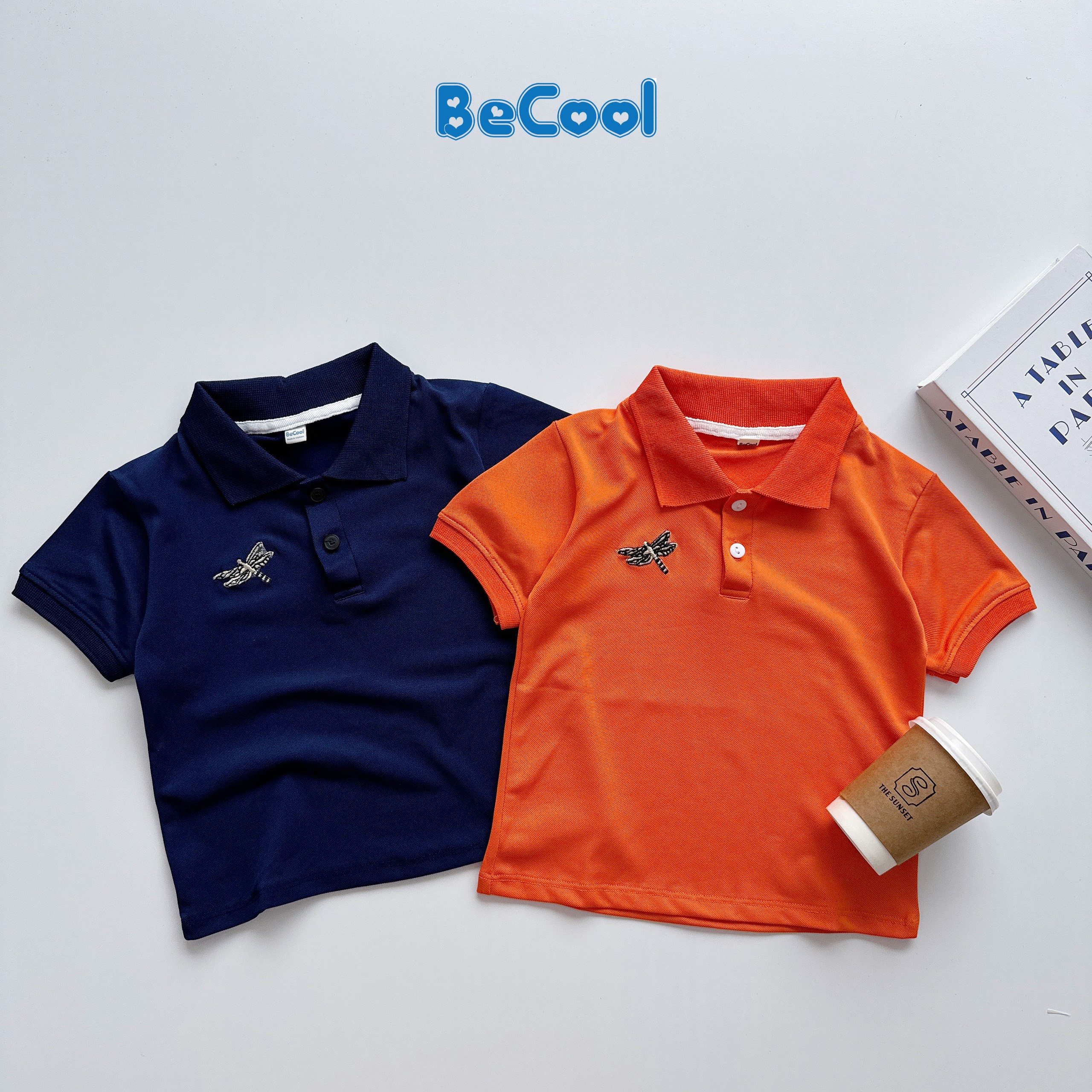 Becool Dragonfly Embroidered Polo Shirt, short sleeve Polo Shirt for ...