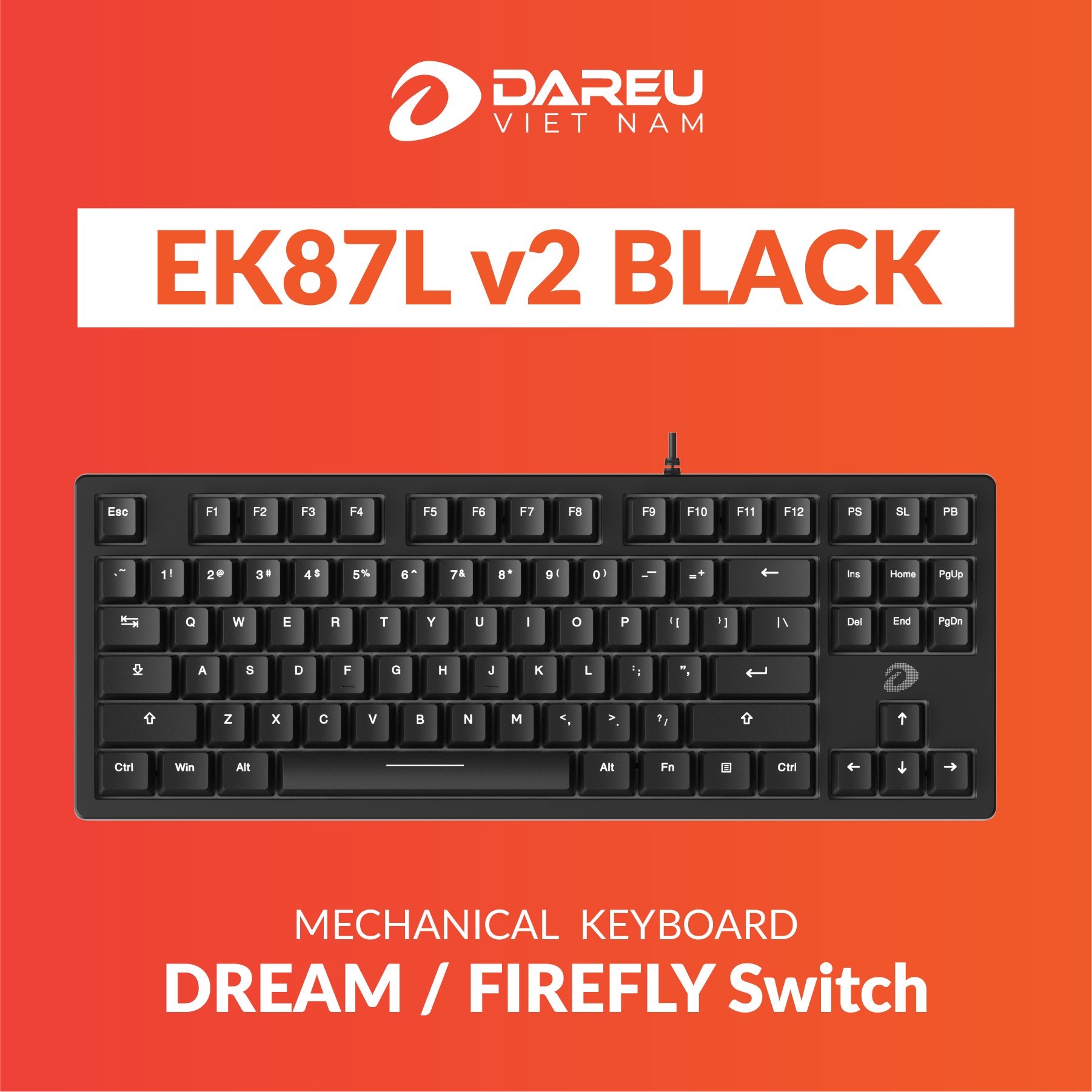 Dareu EK87 / EK87L Gaming Mechanical Keyboard - Black (Blue/ Brown/ Red ...