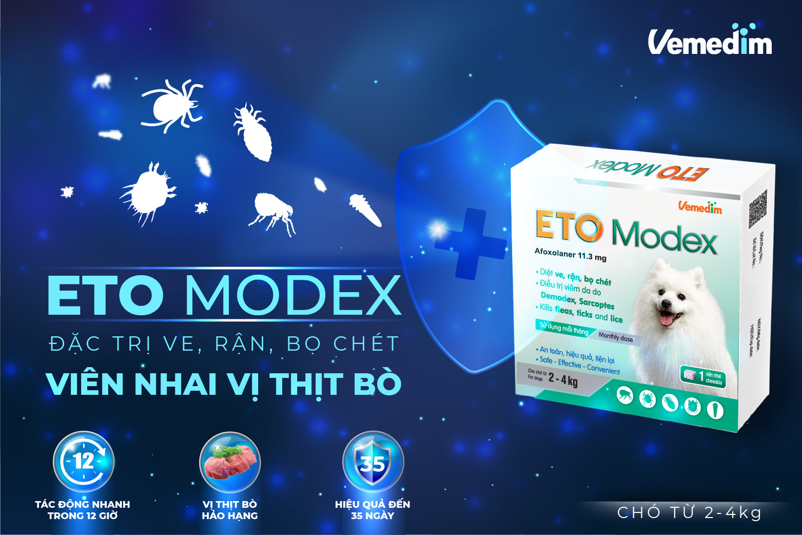 Vemedim ETO Modex - Kills ticks, lice, fleas, dermatitis caused by ...