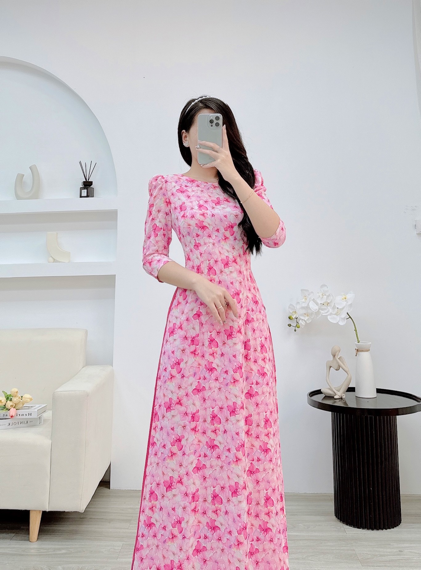 Women's ao dai, Japanese silk, 6d printed, youthful design ao dai, Ao ...
