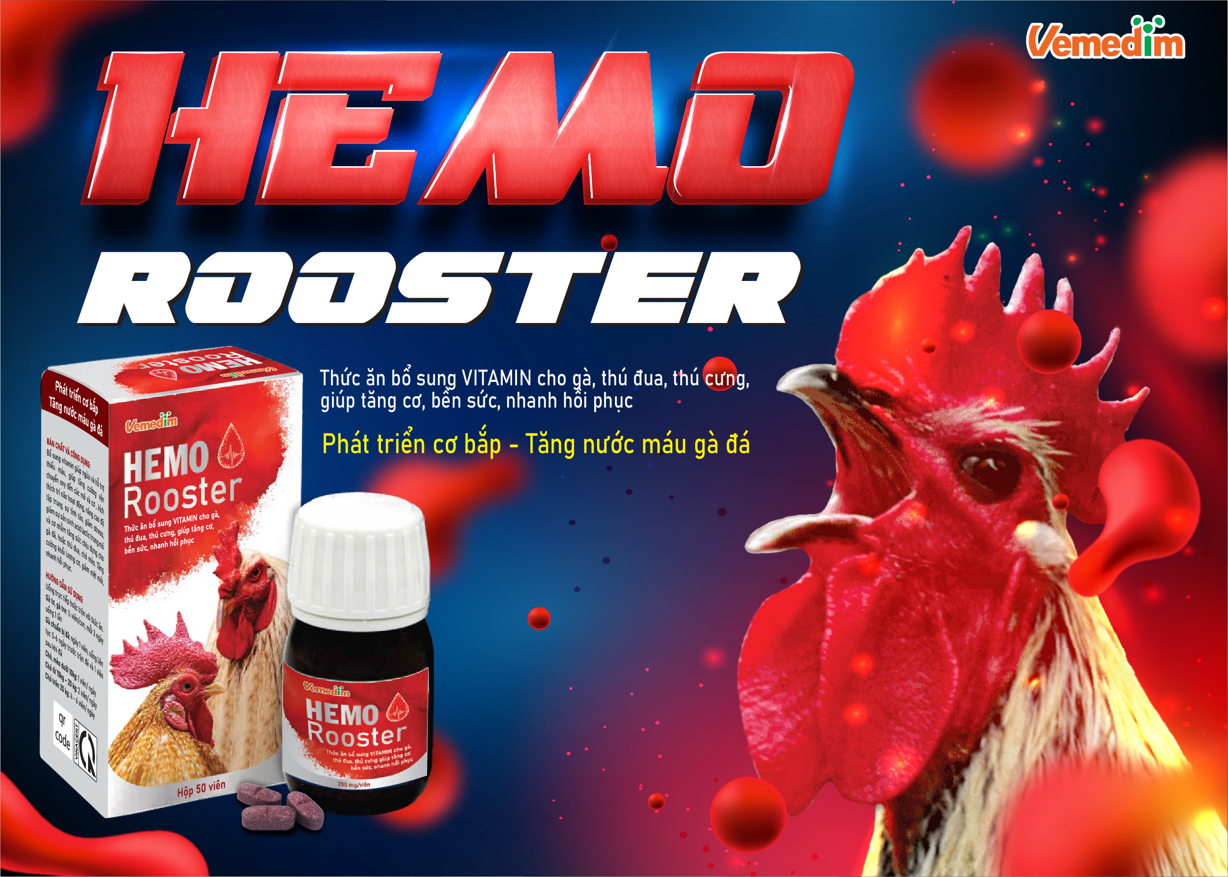 Vemedim Hemo rooster fighting chicken helps increase muscle, endurance ...