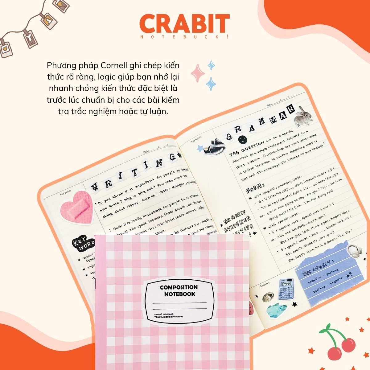 Cornell Grid Notebook 120 pages Crabit Composition Collection Smart ...