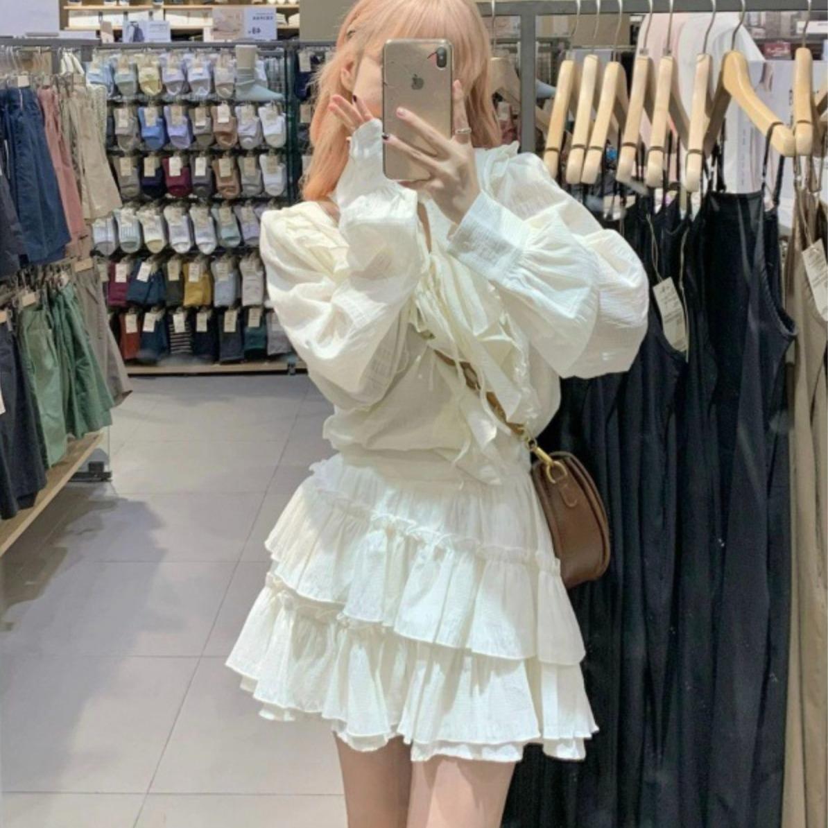Lady peonyb Cross Flap Skirt In Black And White Design | Shopee Philippines